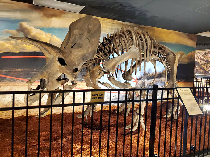 This triceratops skeleton isn't just impressive – it's a 65-million-year-old puzzle that someone had the patience to put together.