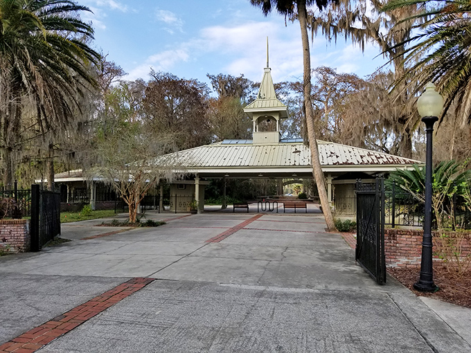 This charming pavilion serves as the gateway to adventure, its vintage architecture hinting at the park's storied past.