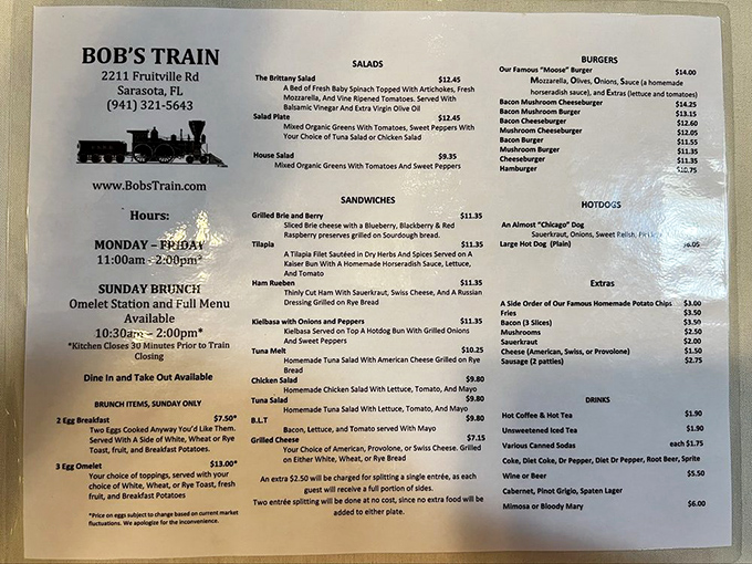 The menu at Bob's Train offers everything from hearty salads to comfort classics &ndash; all served with a side of circus history.