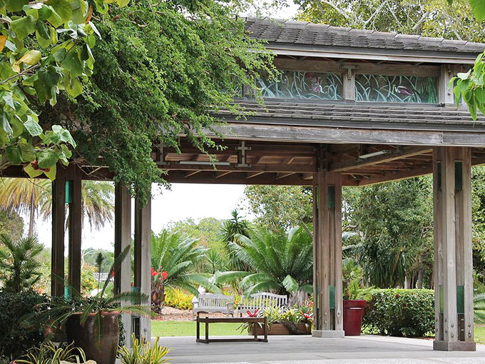 This wooden pavilion isn't just Instagram-worthy&mdash;it's a masterclass in finding shade in Florida without hiding in your car's air conditioning.