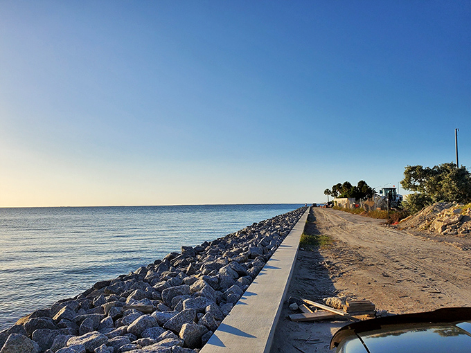 The shoreline near the bridge offers peaceful spots for contemplation, where the engineering marvel provides a stunning contrast to natural beauty.