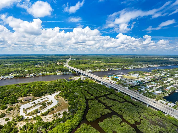 A bird's-eye perspective reveals A1A's artful path, threading communities together along Florida's stunning eastern shore.