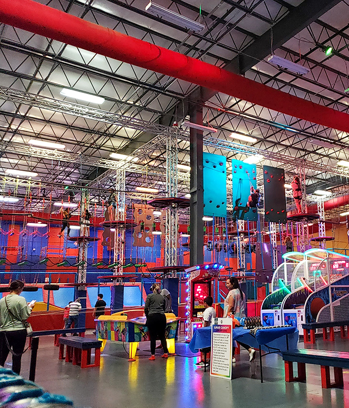 A labyrinth of obstacles awaits the brave – like an adult jungle gym designed by someone who really understood the concept of "go big or go home."