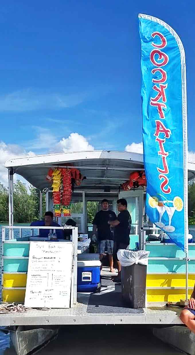 The cocktail boat proves that Florida understands the assignment when it comes to beach day beverages, serving drinks with a side of gentle rocking.