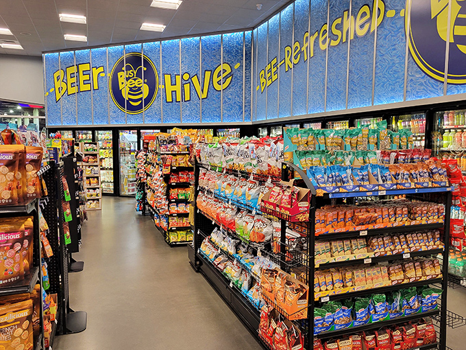 The "BEE Hive" snack section transforms road trip munching from desperate hunger management to a genuine culinary adventure.