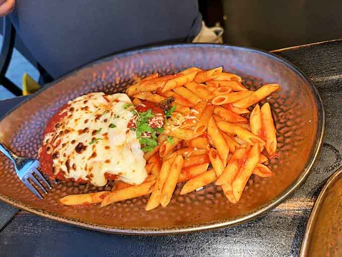 Chicken parmesan that's been elevated to art form status, served with enough cheese to make Italy proud.