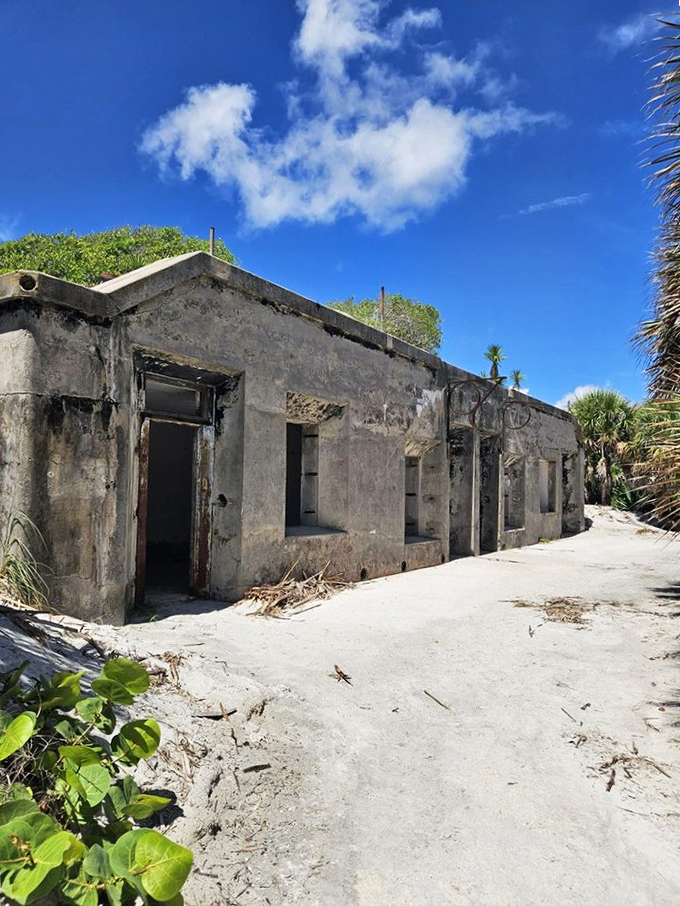 Time's patient artwork: Fort Dade's weathered structures tell silent stories of soldiers long gone from this island outpost.