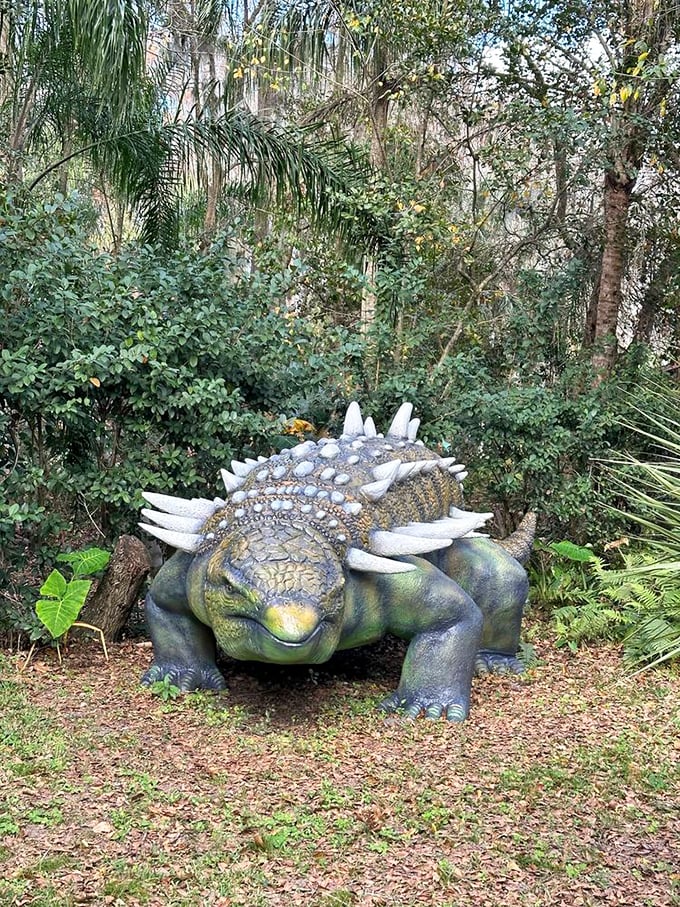Florida's lush landscape creates the perfect backdrop for this dinosaur, who seems to be enjoying his retirement from world domination.