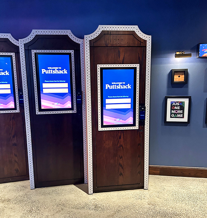 The high-tech check-in area sets the tone for your experience – this isn't your grandparents' putt-putt, unless they were secretly tech billionaires.