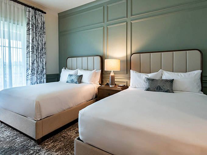 Retreat to a sanctuary of calm with plush bedding and sophisticated coastal decor designed for your deepest, most restful sleep.