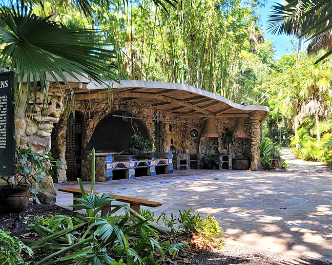 The Spanish Kitchen's weathered stones tell tales of old Florida, where visitors once gathered after jungle adventures.