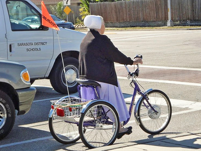 Three-wheeled freedom machines: The iconic Amish tricycles with practical baskets represent vacation transportation at its most charming.