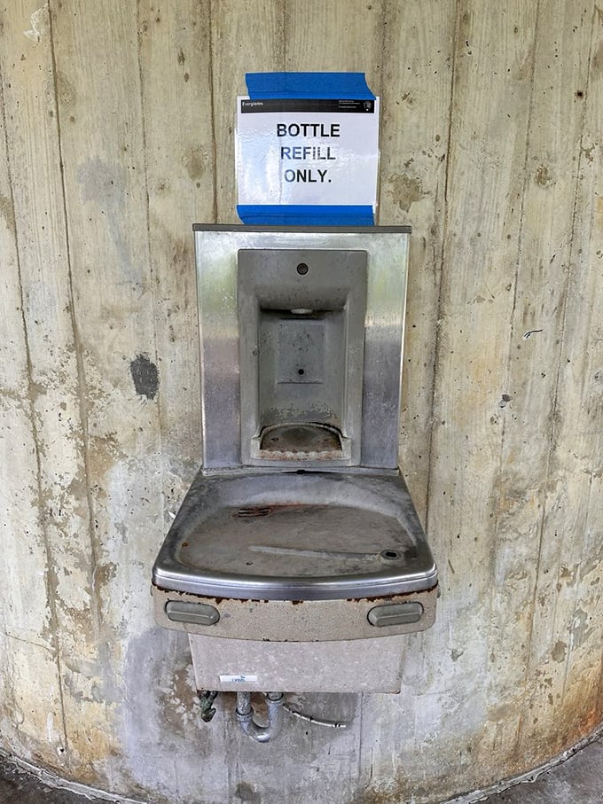 The humble water fountain stands ready for parched visitors &ndash; Florida's version of an oasis, minus the palm trees and camels.