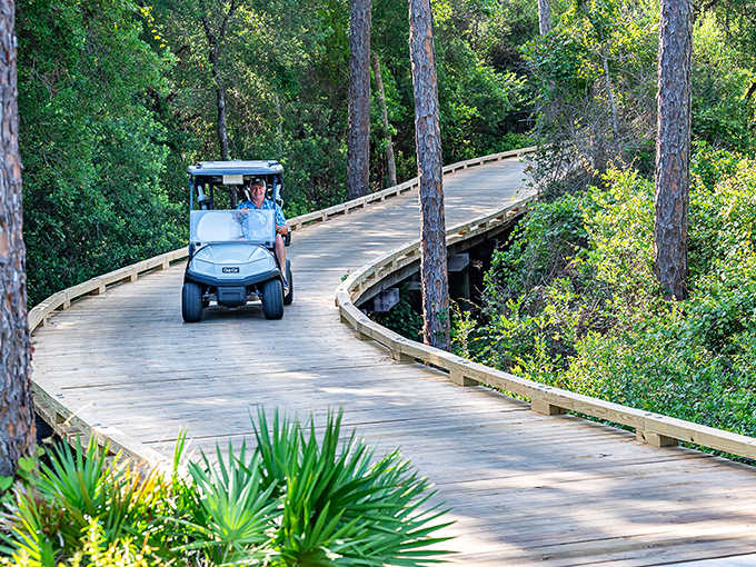 Enjoy a breezy ride through our lush, shaded pathways&mdash;the most relaxing way to navigate the beautiful grounds of the Inn.