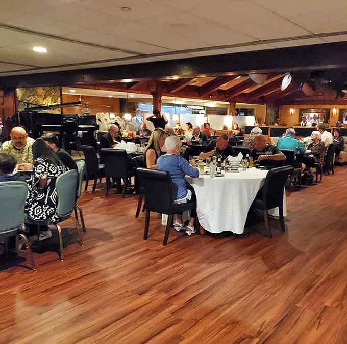 The dining room fills with happy guests who've discovered this local treasure and its exceptional beef offerings.