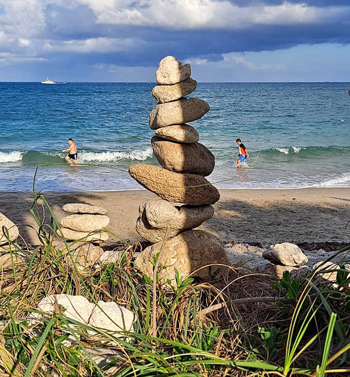 Someone's rocky meditation or artistic statement? Either way, these balanced stones stand as temporary monuments to patience and the human need to create.