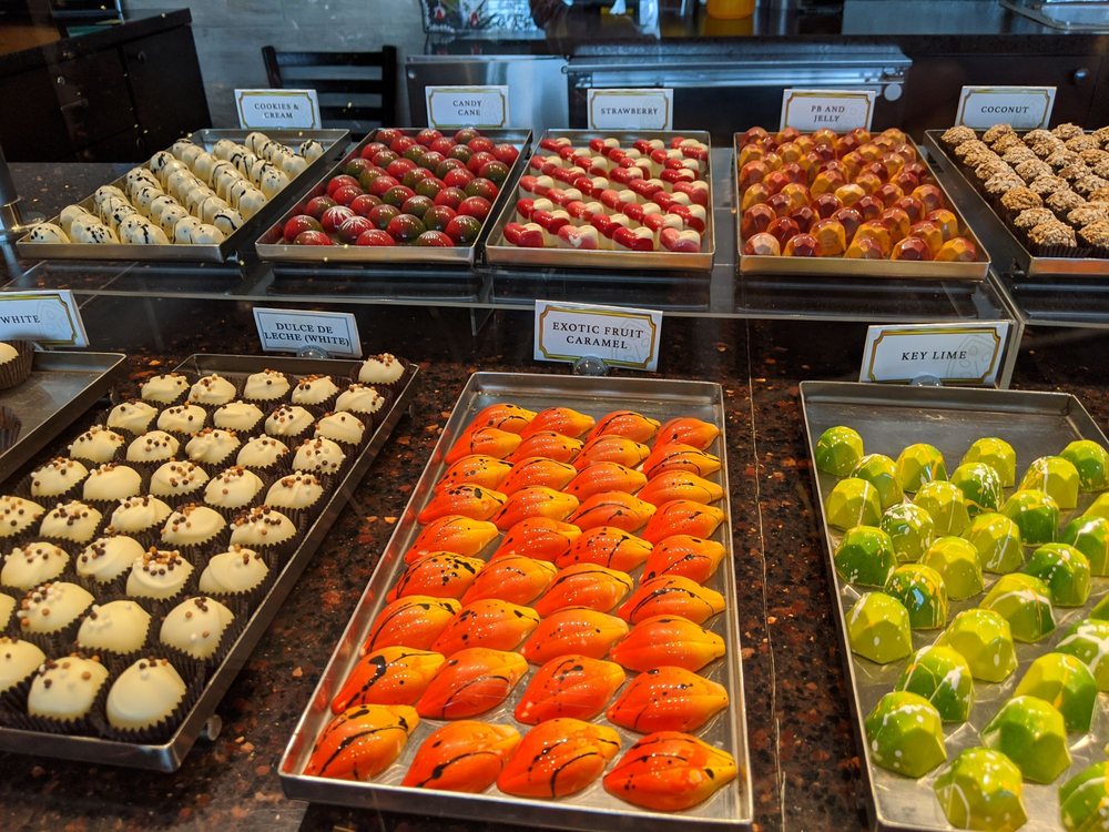 A beautiful and delicious chocolate display for sale