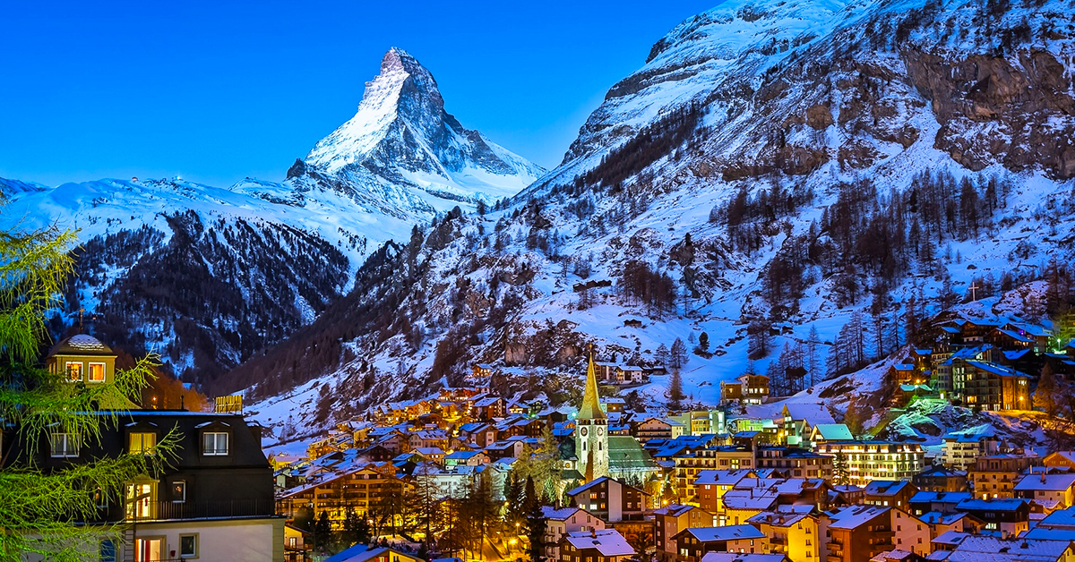 A beautiful village in the Swiss Alps.