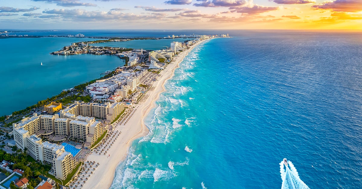 A bird's eye view of Playa Del Carmen.