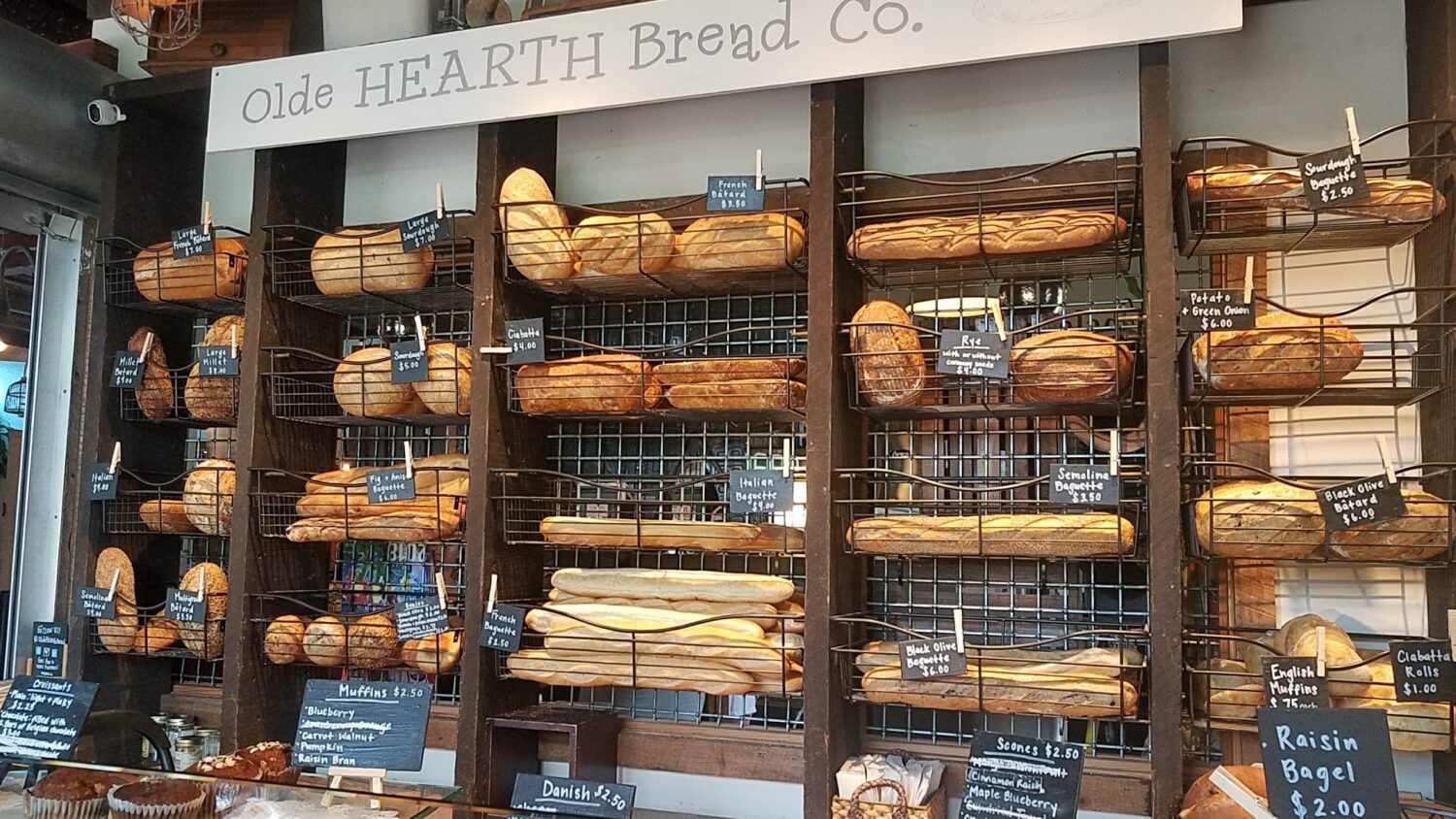 A display of freshly baked breads