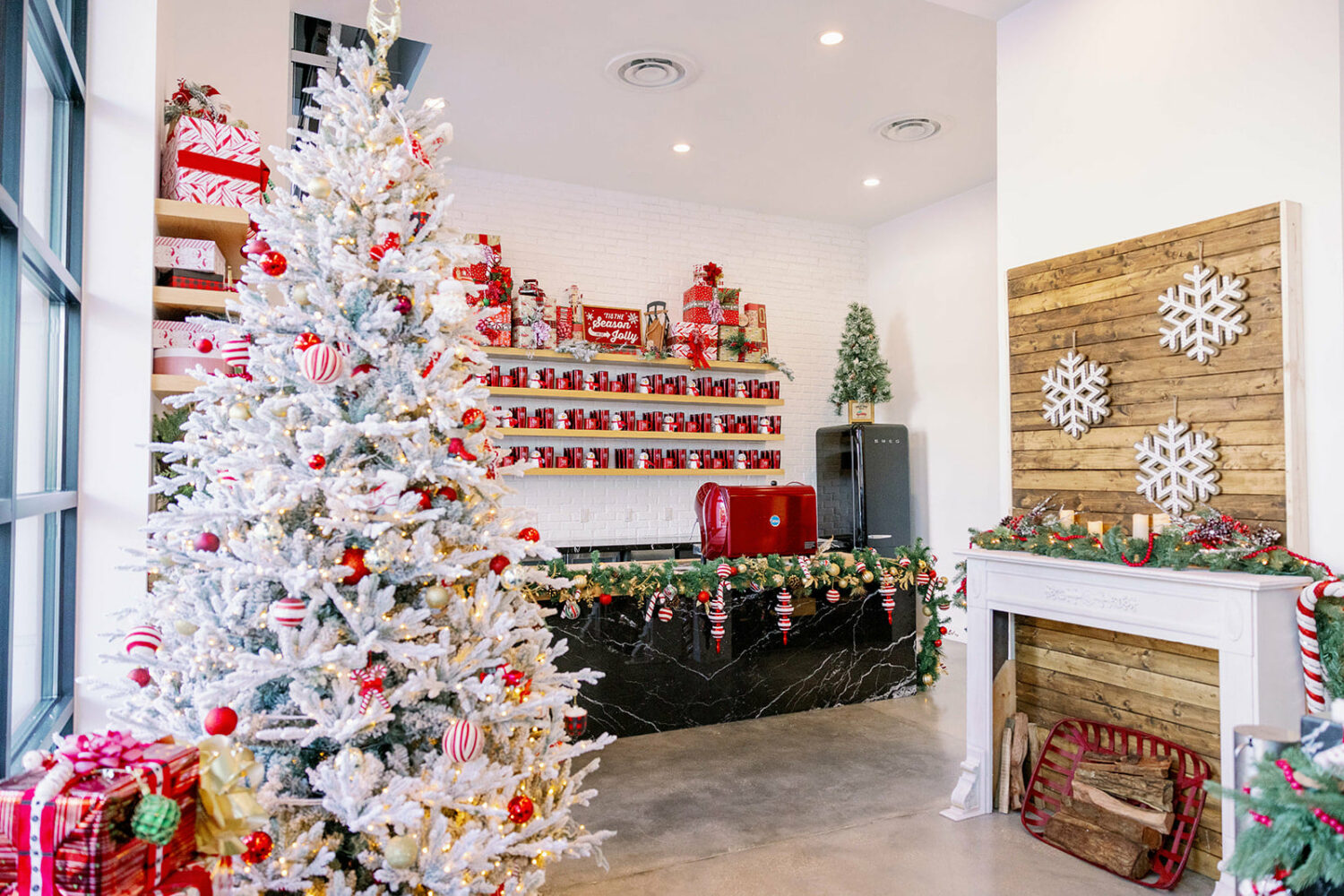 A holiday decorated store