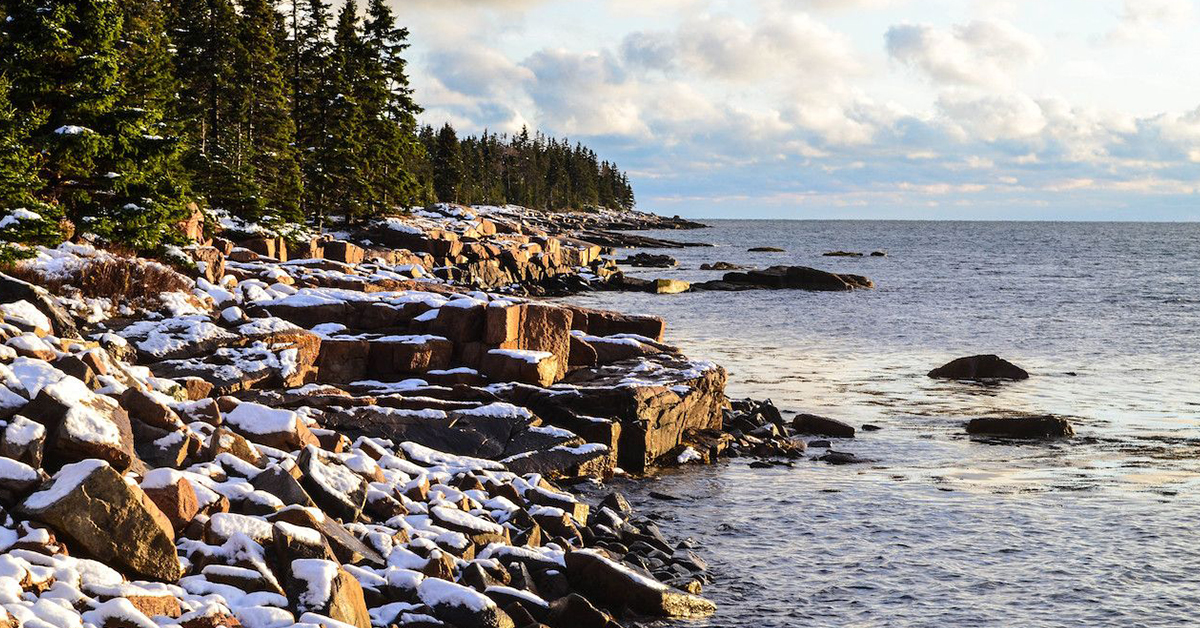 A phot of A.cadia National Park in winter