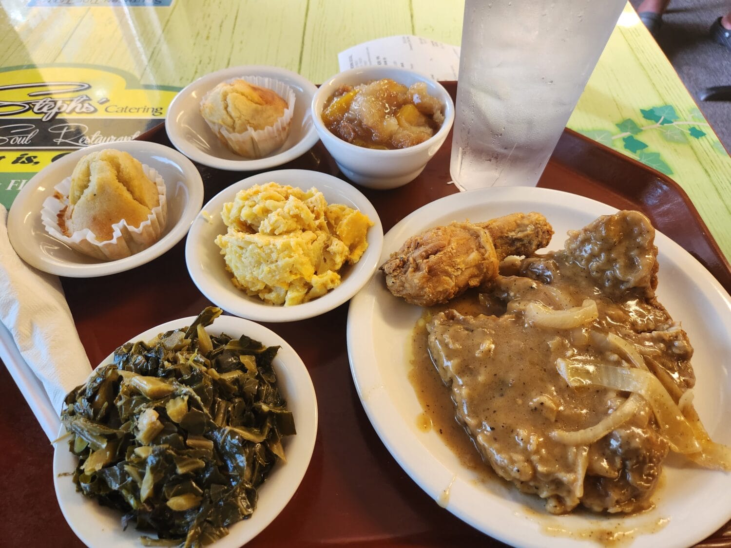A plate of soul foods offered in Steph&rsquo;s Southern Soul Restaurant.