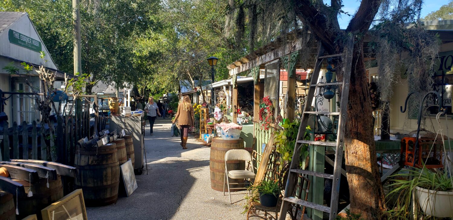 A ray of stalls with various products