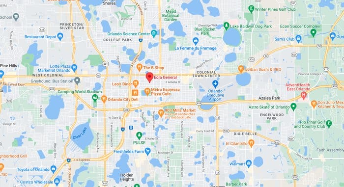 A screenshot of google maps showing the location the store.