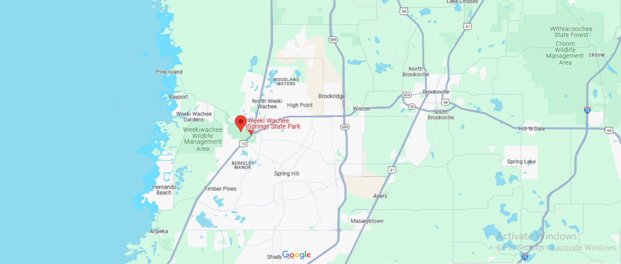 A screenshot from Google Maps of the state park's location