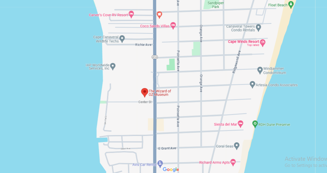 A screenshot from Google maps of the museum's location