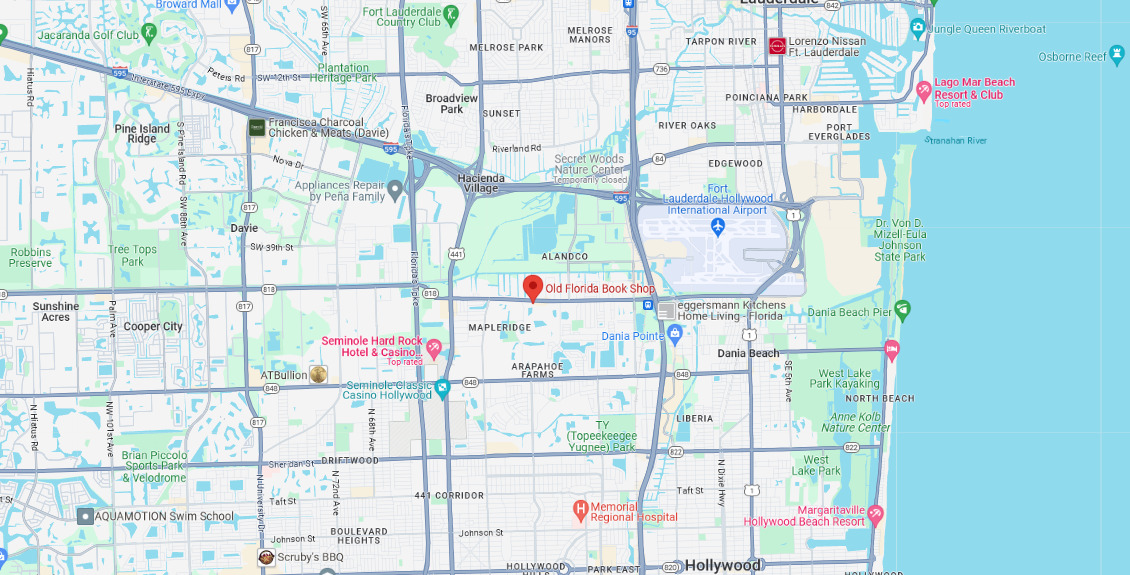 A screenshot of the library's location on google maps