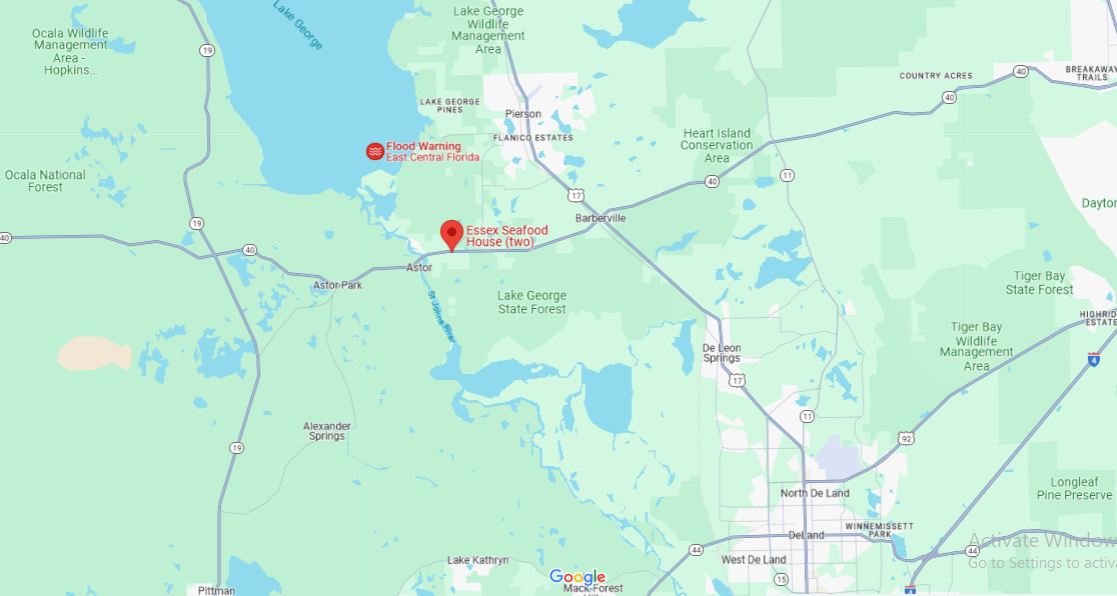 A screenshot of the restaurants location