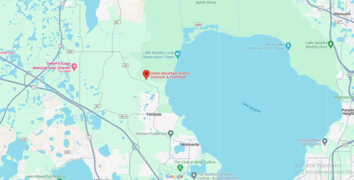 A snapshot from google maps of green mountain scenic overlook