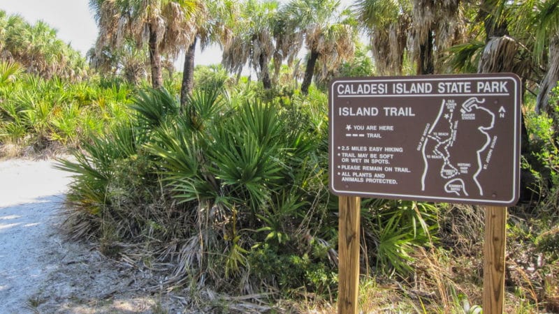 a sign of the hiking trail