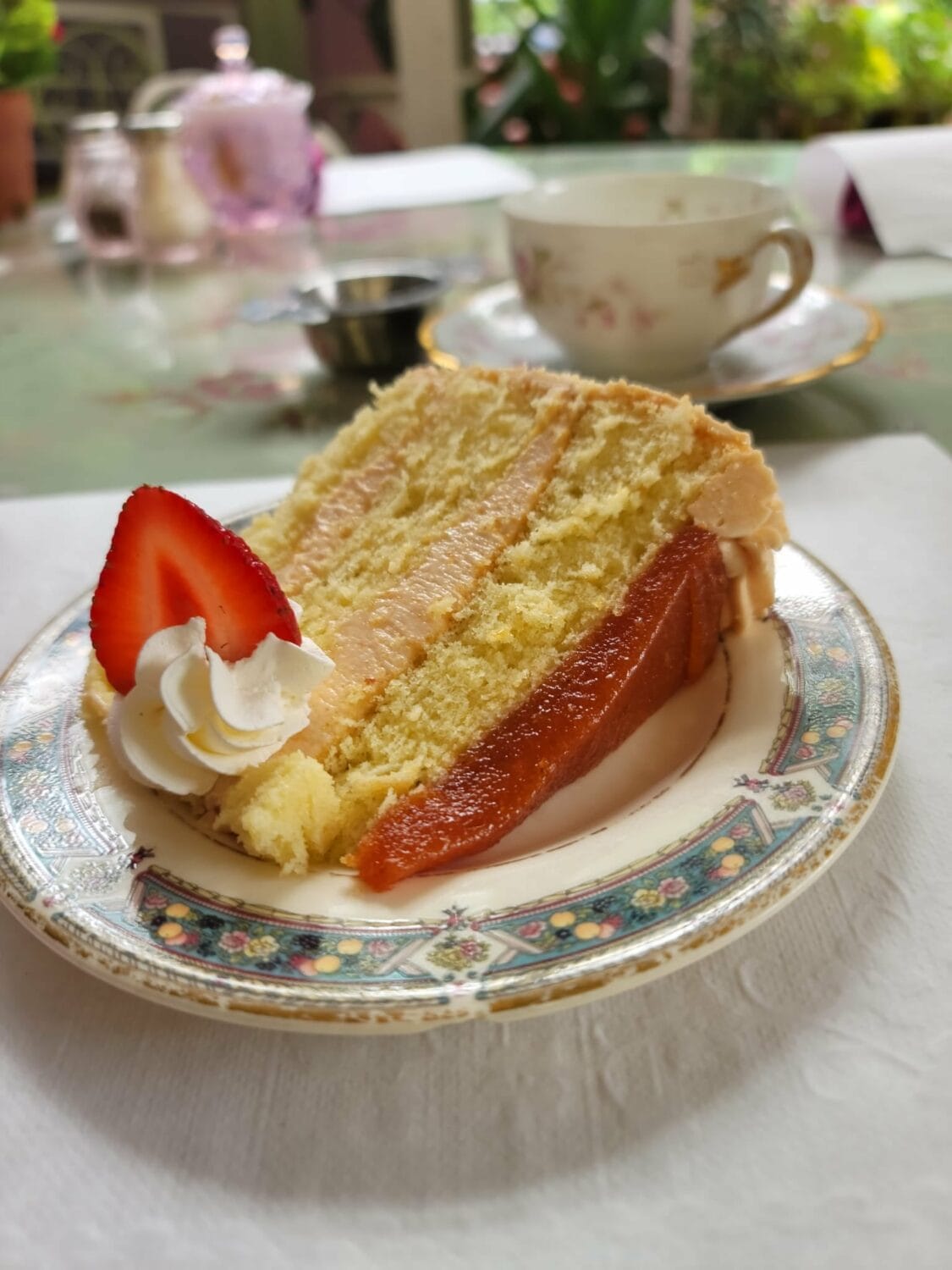 A slice of a yummy cake.