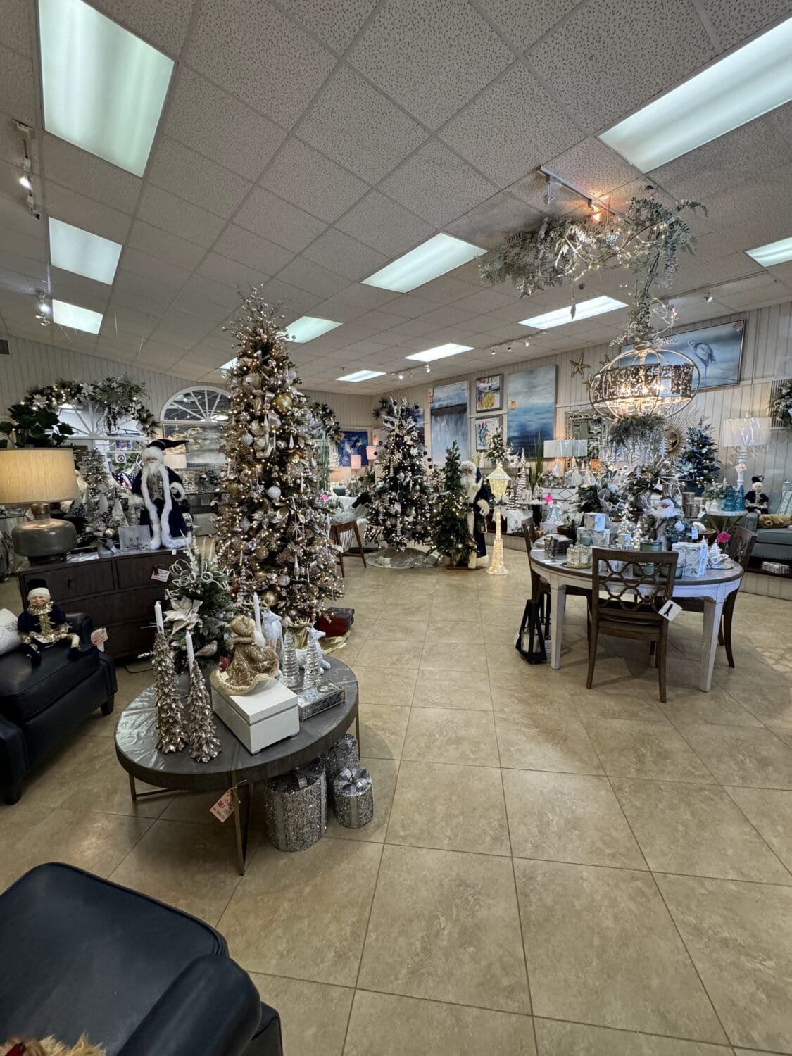 A vibrant assortment of Christmas decors.