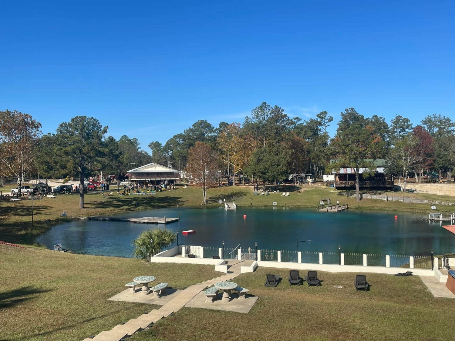 A wide shot of the spring