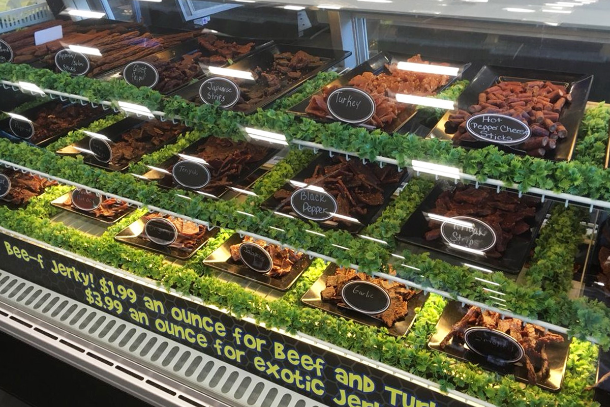 a yummy display of beef and turkey jerky