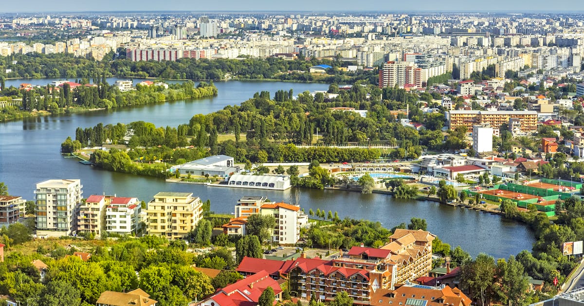 an aerial view of the city of bucharest