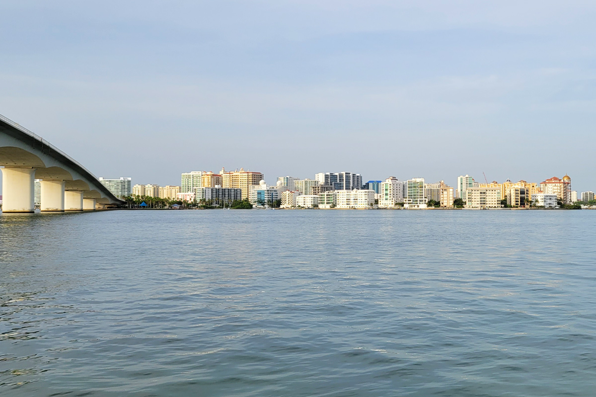 An aerial view of Sarasota, Florida