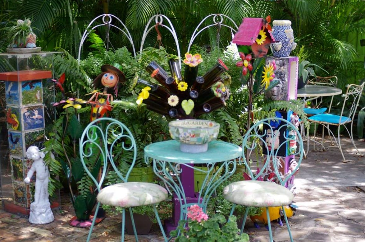 an artsy garden situated in the village