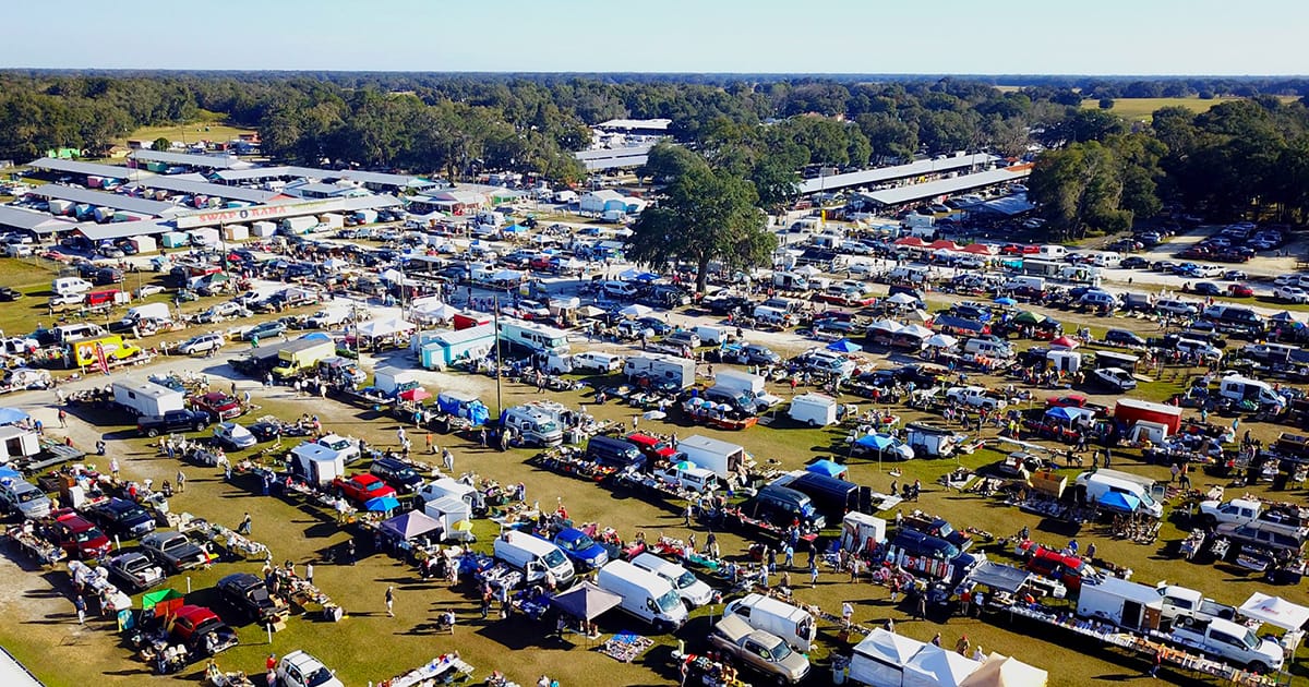 an overlooking view of the market