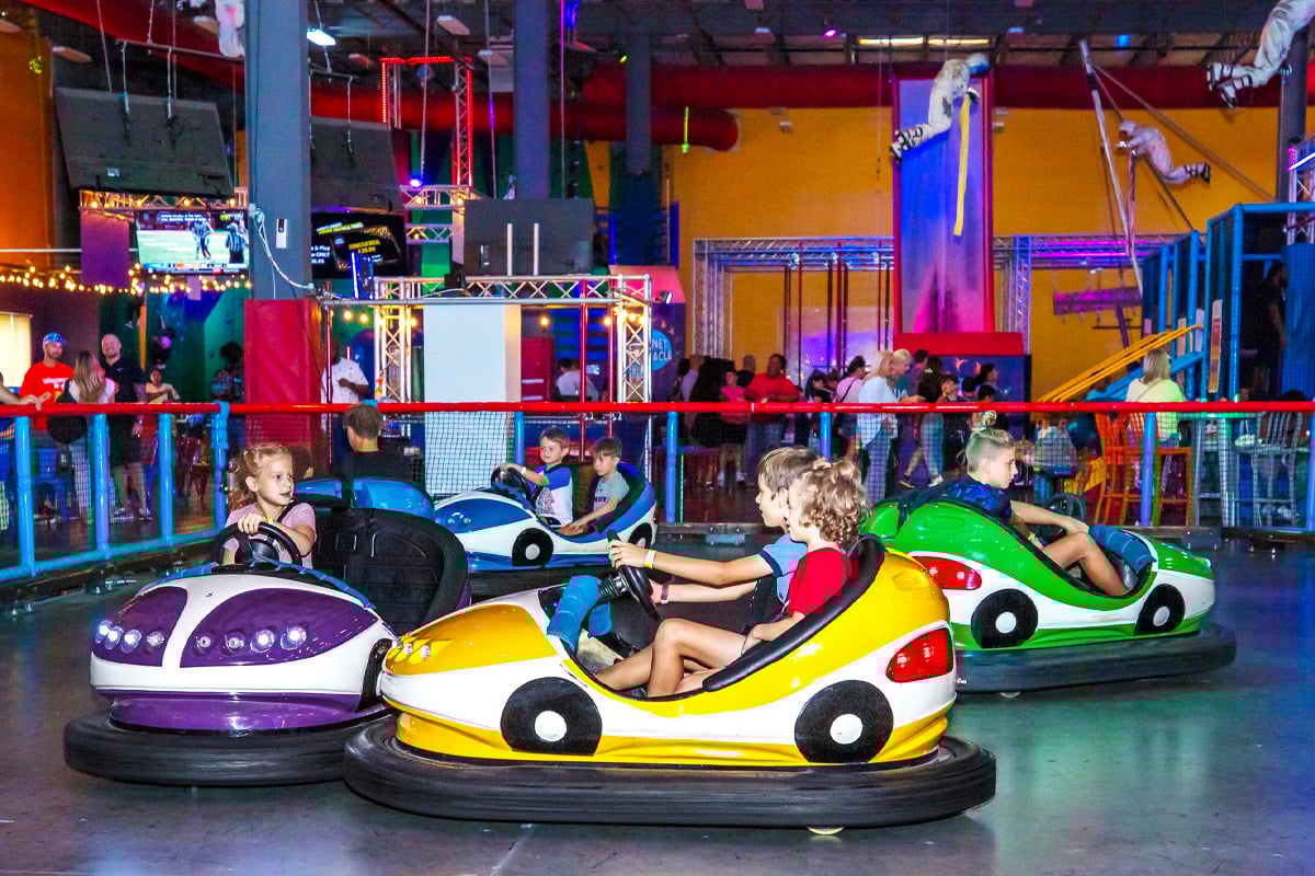 Children enjoying a bumper car ride