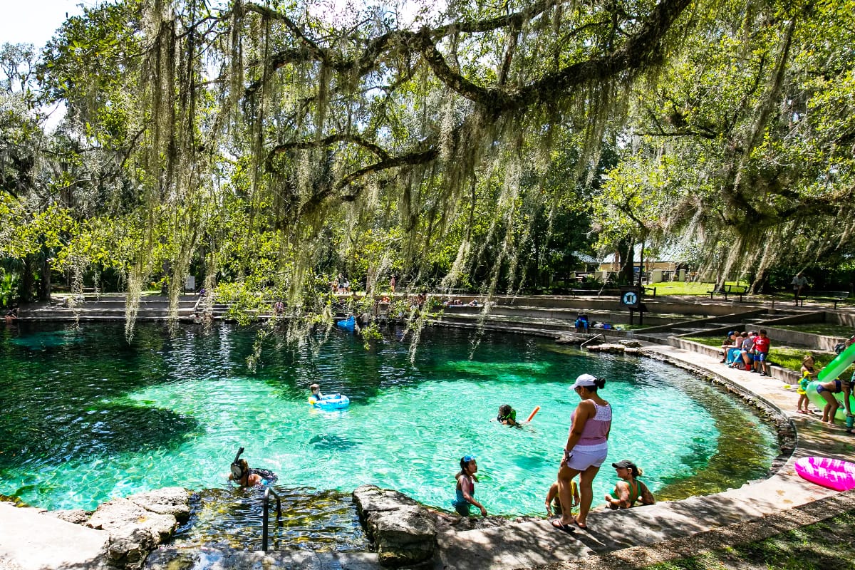 Families enjoying the waters.