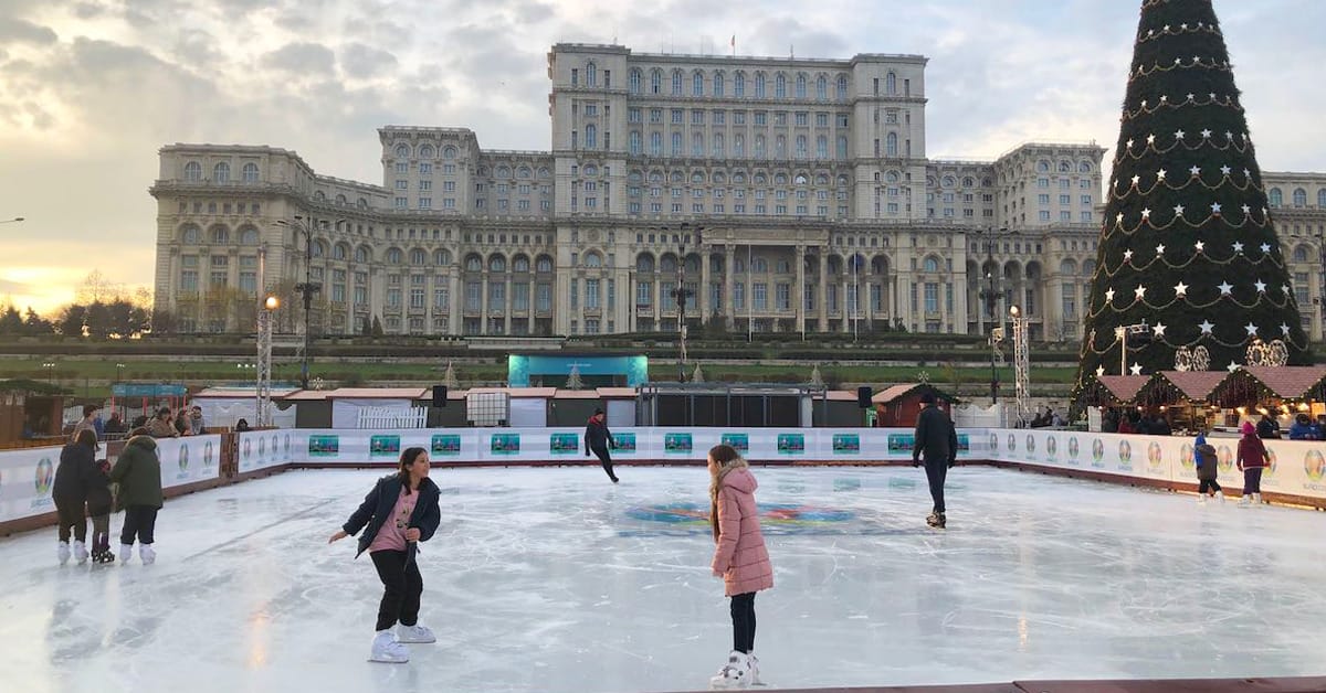 Ice skating at Cismigiu Park.