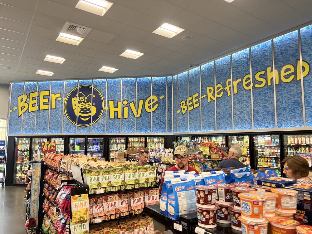 Shelves of various to-go snacks