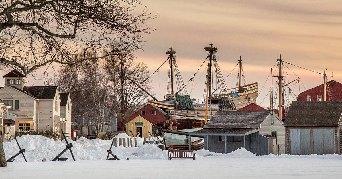 The Mystic Seaport Museum in winter.