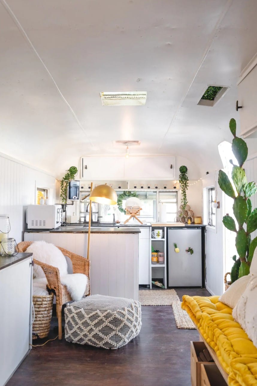 The bohemian themed kitchen nook.