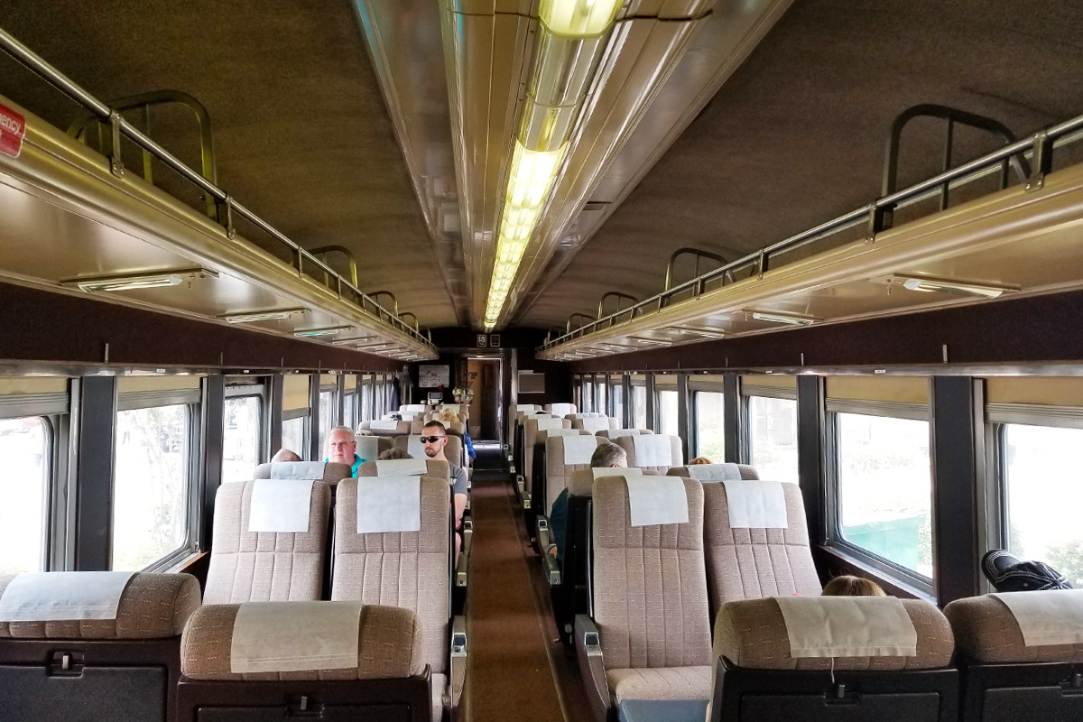 The cozy and spacious inside of the golden triangle train
